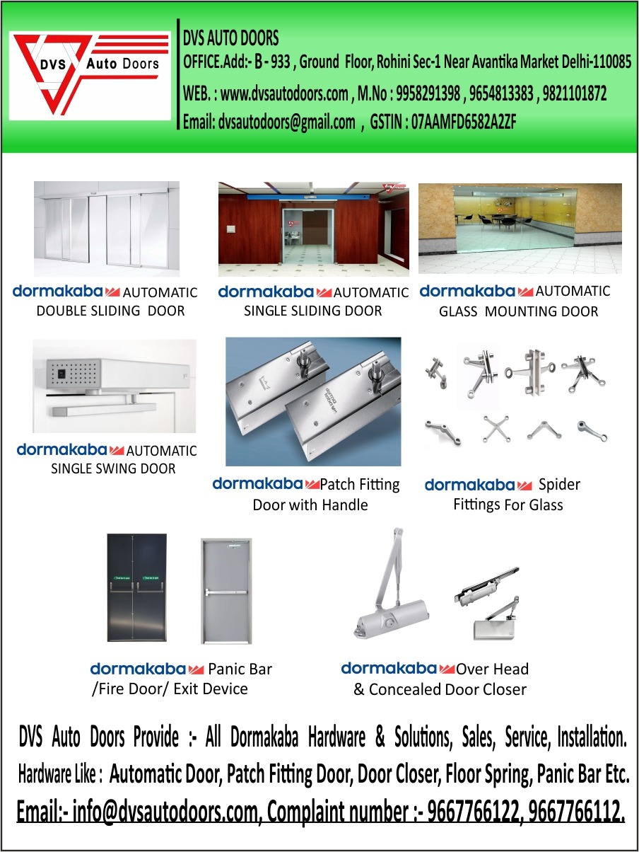 Automatic Dorma Sensor Door Dealers in Delhi - Since 2016